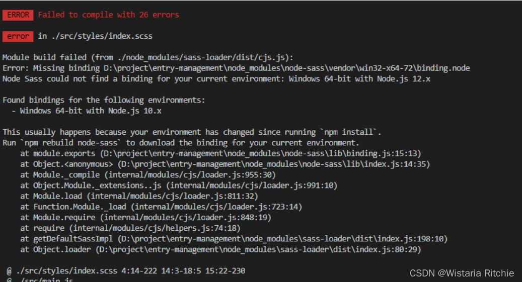 Node Sass could not find a binding for your current environment: Windows 64-bit with Node.js 14 ...