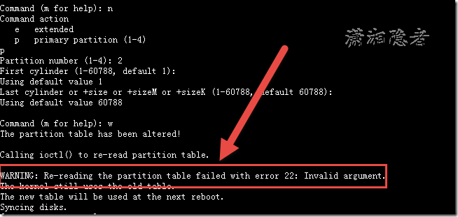 WARNING: Re-reading the partition table failed with error 22: Invalid argument-CSDN博客