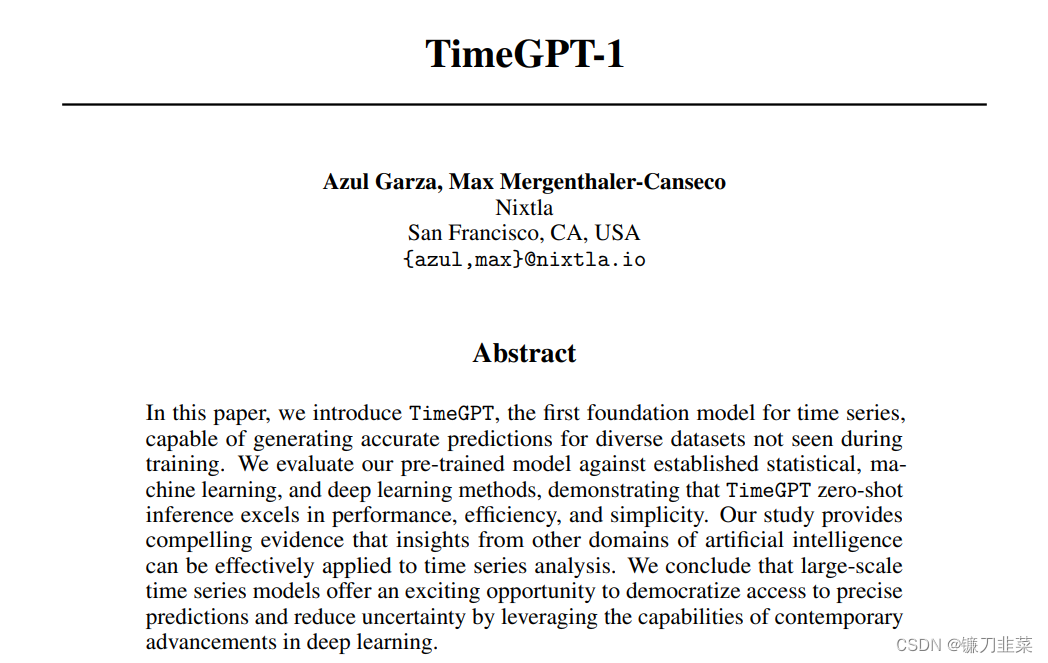 【时序分析】TimeGPT：首个时间序列分析基础大模型_timegpt 下载-CSDN博客