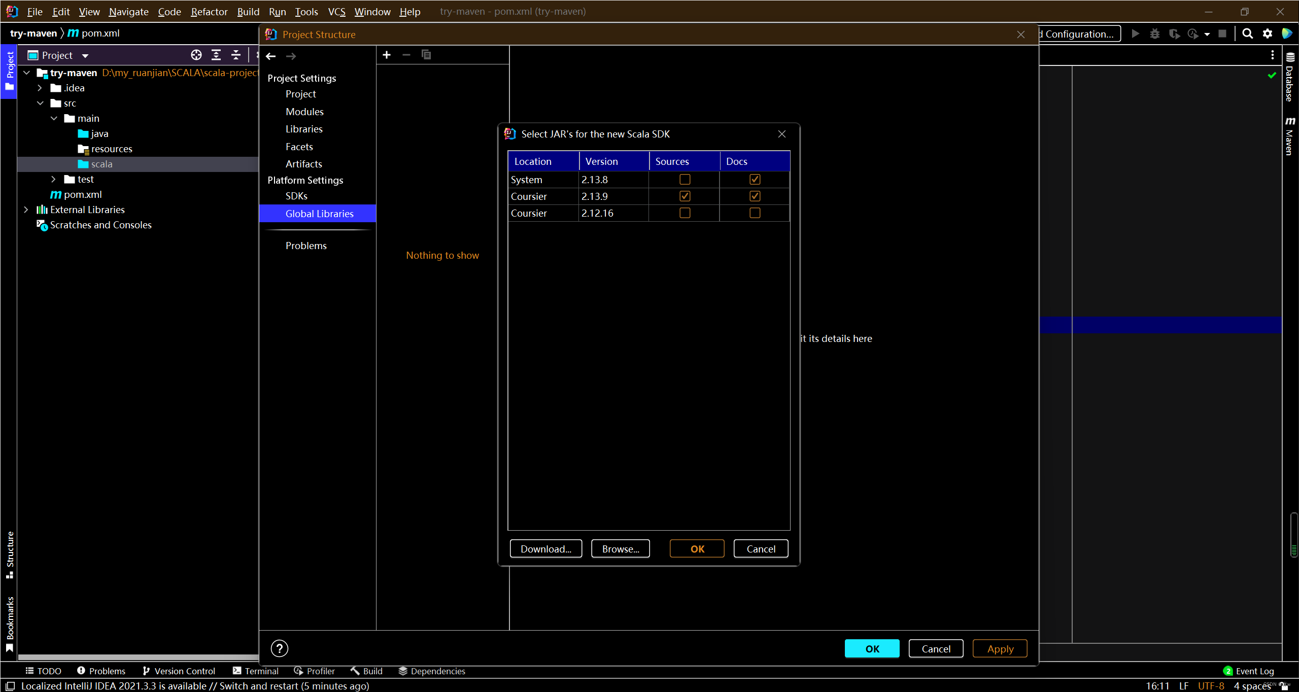 idea2021.3.3 创建maven-scala项目并解决遇到的问题：通过add frameworks support找到不到scala插件_add frameworks support没 ...