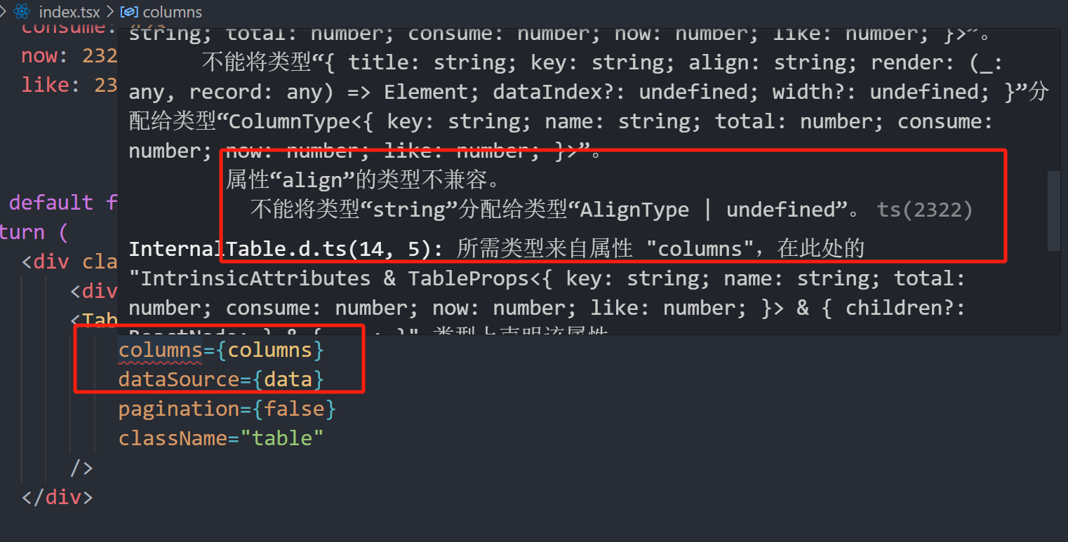 Antd中属性“align”的类型不兼容。不能将类型“string”分配给类型“aligntype Undefined”问题解决方案属性“align”的类型不兼容。 不能将类型
