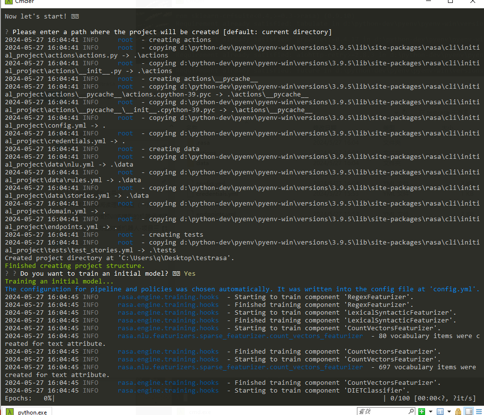 《Ai企业知识库》-模型实践-rasa开源学习框架-搭建简易机器人-环境准备(针对windows)-02_rasa框架-CSDN博客