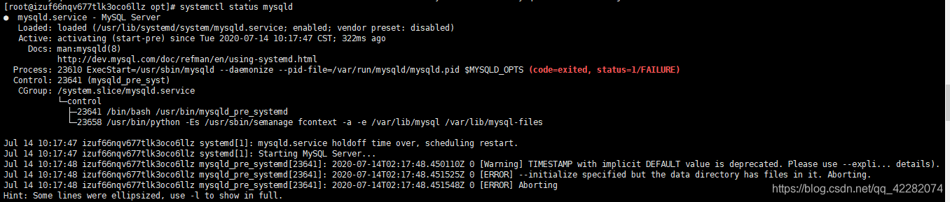 阿里云服务器安装MySQL成功，但是无法启动服务？_failed to enable unit: unit file mysql.service doe-CSDN博客