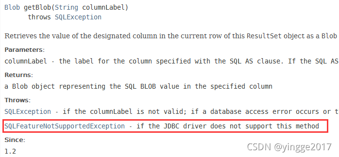java读取sqlite blob数据报告异常SQLFeatureNotSupportedException_sqlite getblob java.sql ...