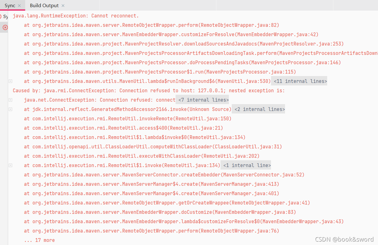IDEA下载源码报错java.lang.RuntimeException: Cannot reconnect.的解决办法_cannot reconnect. 重启idea又可以了-CSDN博客