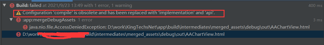 Android Execution failed for task ‘:app:mergeDebugAssets‘. ＞ java.nio.file.AccessDeniedException ...