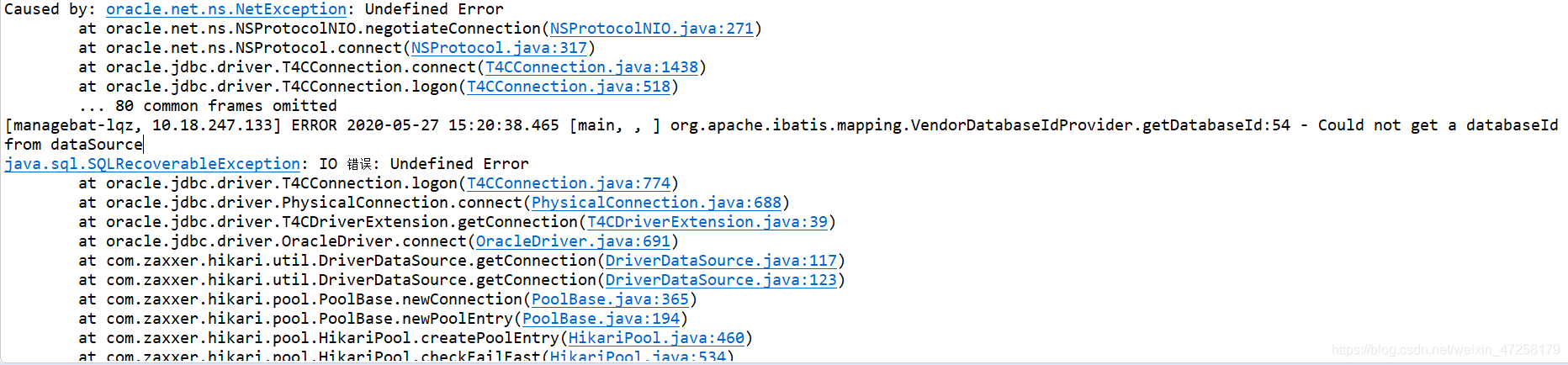 spring cloud项目启动一直连接不上oracle数据库的错误解决_org.apache.ibatis.mapping ...