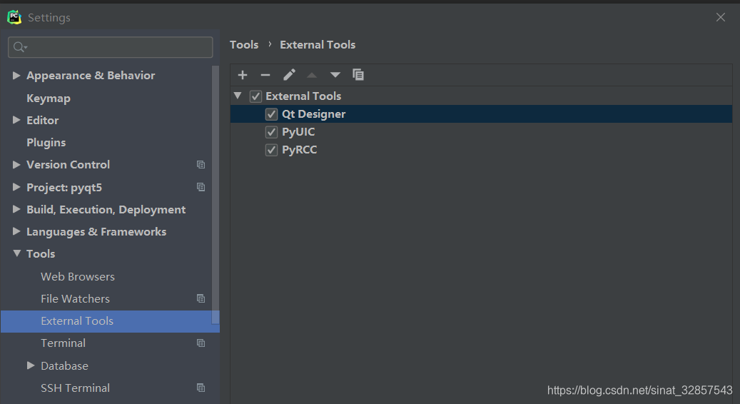 Pyside2：Pycharm中配置 Qt Designer、PyUIC、PyRCC_pycharm配置pyside2的qt designer-CSDN博客