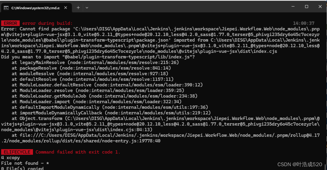 jenkins目录下的vue3项目——pnpm install后运行报错——奇葩问题解决_pnpm install 报错-CSDN博客