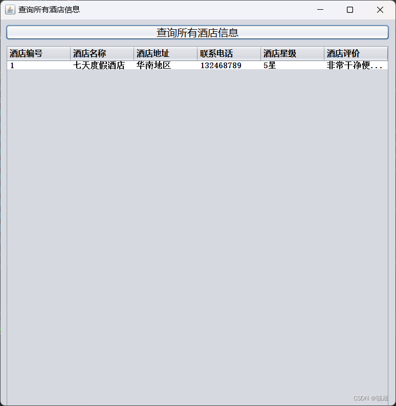 酒店管理系统【GUI/Swing+MySQL】（Java课设）_基于java+mysql和swing酒店客房预定管理系统设计-CSDN博客