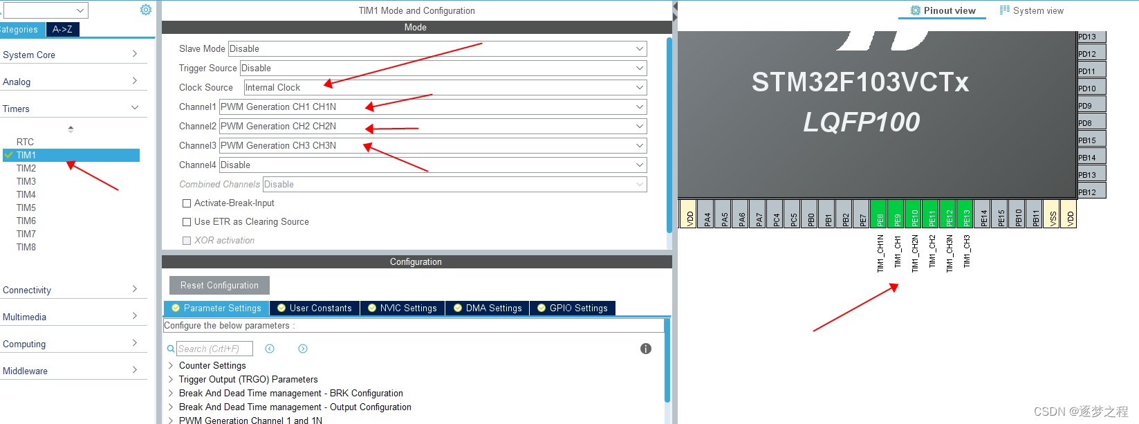 STM32输出3对PWM互补信号做电机控制-C代码含keil仿真_stm32 pwm互补输出-CSDN博客