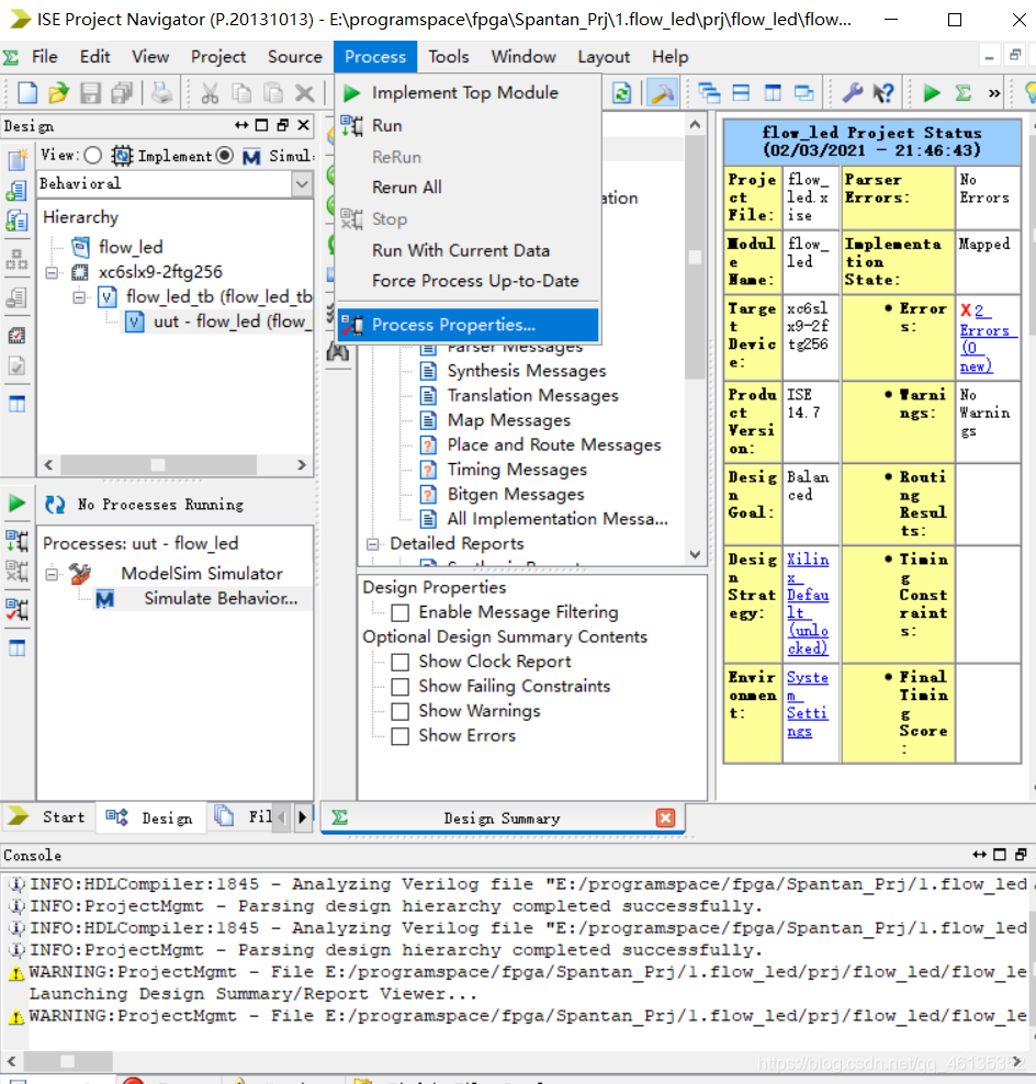 ISE工程的Modelsim仿真验证过程出现错误_ise project navigator warning: failed to get the p-CSDN博客