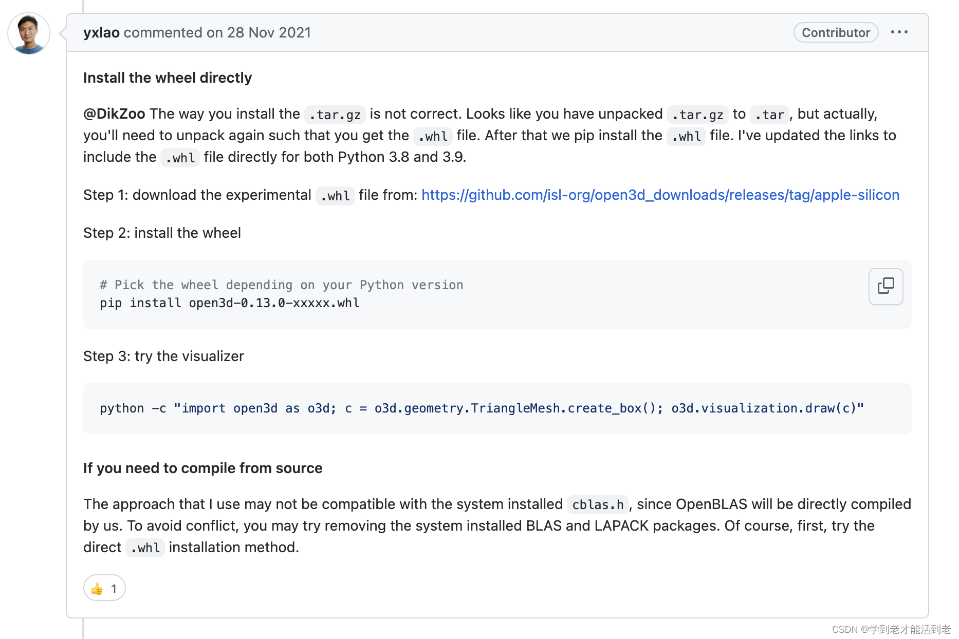 M1（arm） Mac安装open3d_from open3d.cpu.pybind import (core, camera, data,-CSDN博客