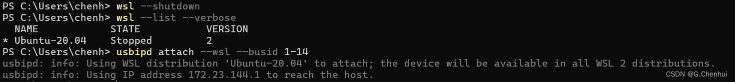 【WSL 2】在 Windows10 上配置 WSL 2 连接 USB 设备 D435i_usbipd: error: wsl kernel is not usbip capable; up ...