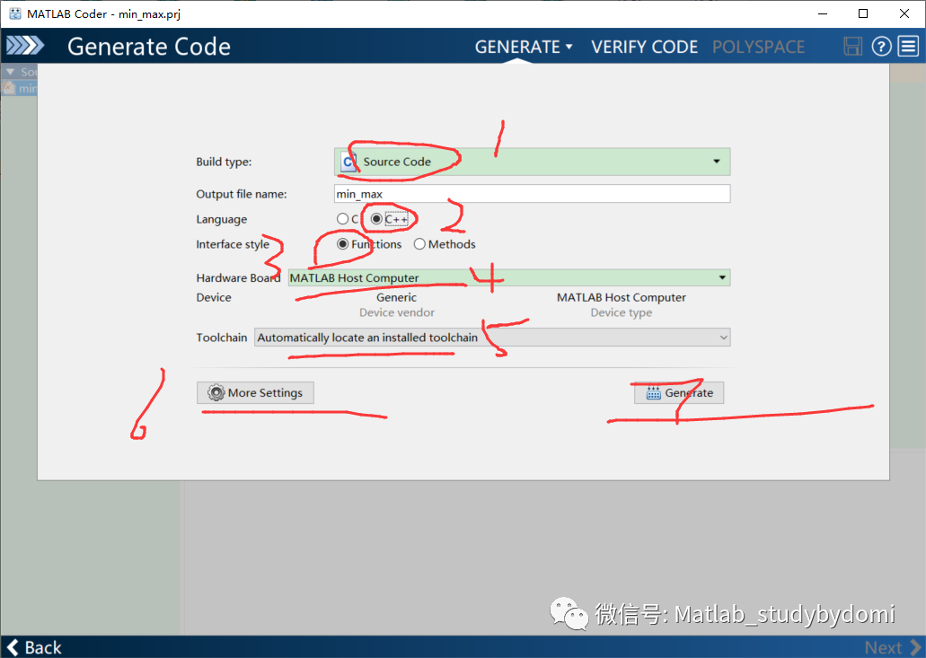 详细步骤讲解matlab代码通过Coder编译为c++并用vs2019调用_vs调用matlab程序-CSDN博客