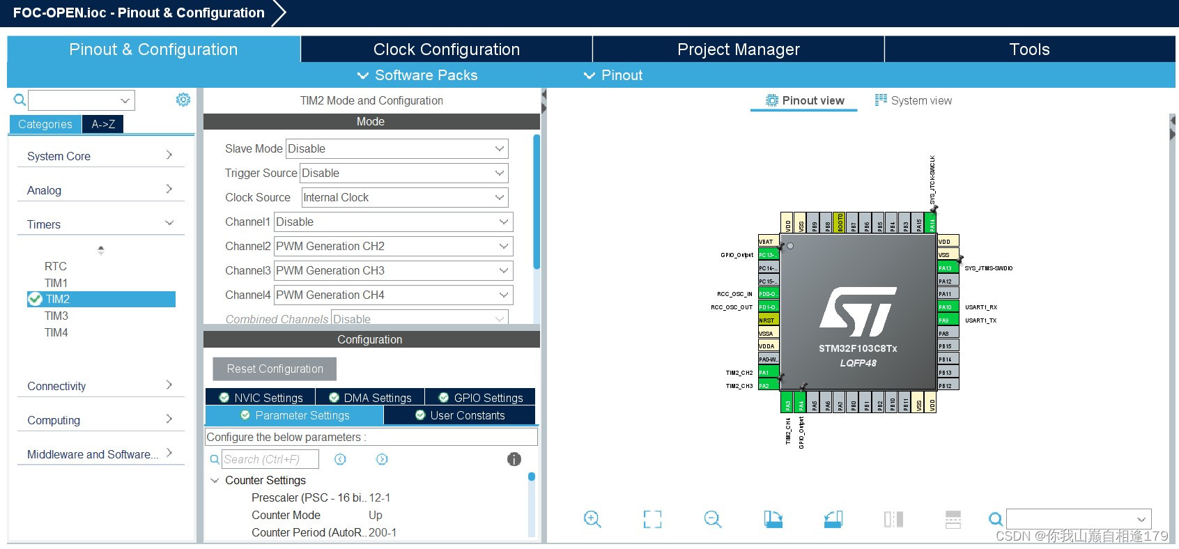 STM32F103C8T6移植DengFOC--开环速度(CubeIDE)_dengfoc stm32-CSDN博客
