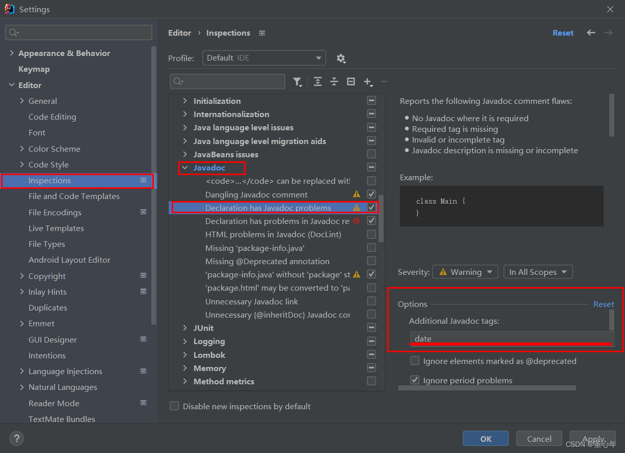 【IDEA】出现 Wrong tag ‘Author_‘ 错误的 Author 标签等的黄色警告问题_wrong tag 'author:-CSDN博客