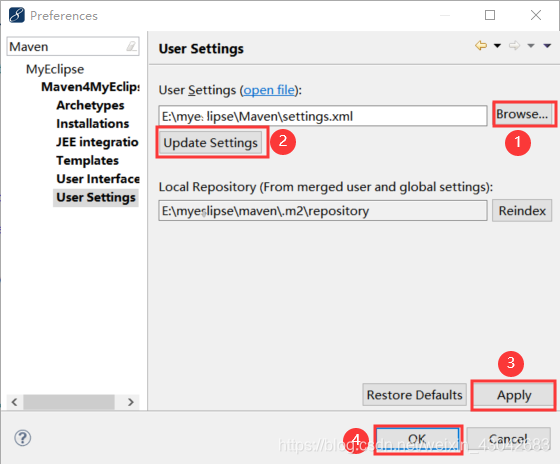 MyEclipse 集成 Maven默认在C盘创建.m2文件夹，抢占系统盘空间的解决办法（附配置文件settings.xml）_myeclipse 配置.m2路径-CSDN博客