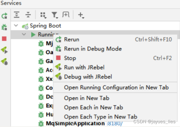 IDEA 将多个微服务Springboot项目Application启动类添加到services标签，统一启动、关闭服务_idea services怎么添加多个微服务-CSDN博客