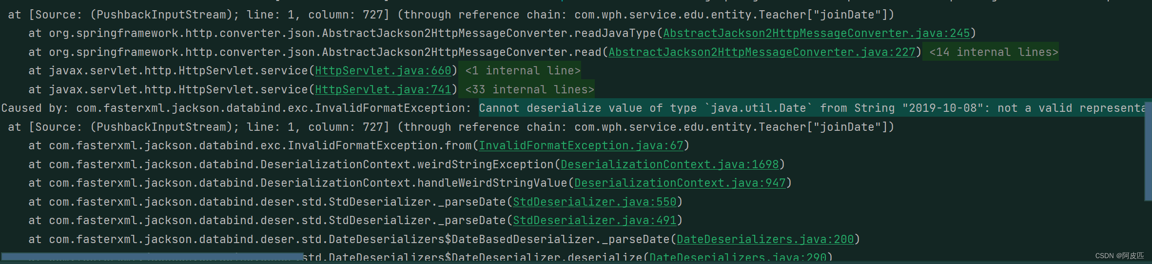 解决：Cannot deserialize value of type `java.util.Date` from String “xxx“: not a valid ...