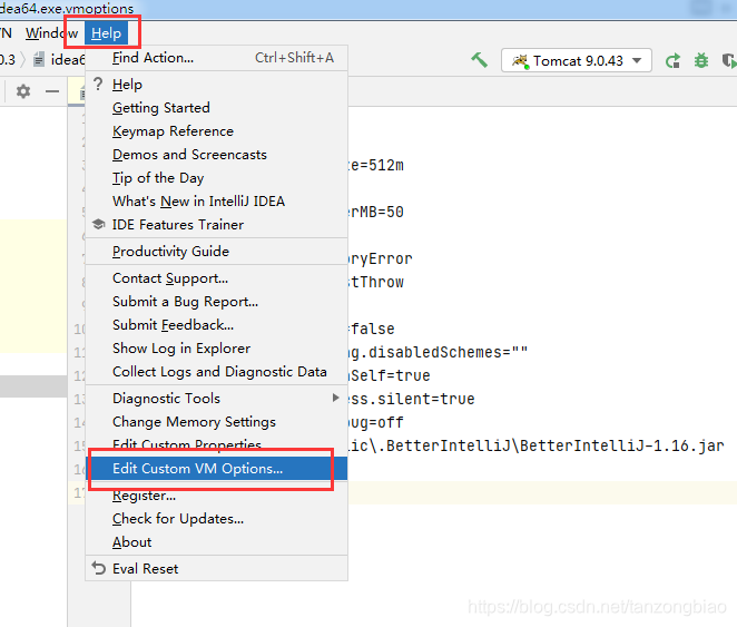 IDEA Tomcat中文乱码 Help-Edit Custom VM Options... -Dfile.encoding=UTF-8 System.out.println中文乱码_help ...