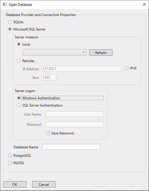 用于打开和创建SQLite，Microsoft SQL Server，PostgreSQL和MySQL SQL数据库的WPF对话框_wpf 连接postgresql-CSDN博客