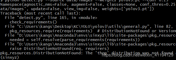 完美解决pkg_resources.DistributionNotFound: The ‘thop‘ distribution-CSDN博客