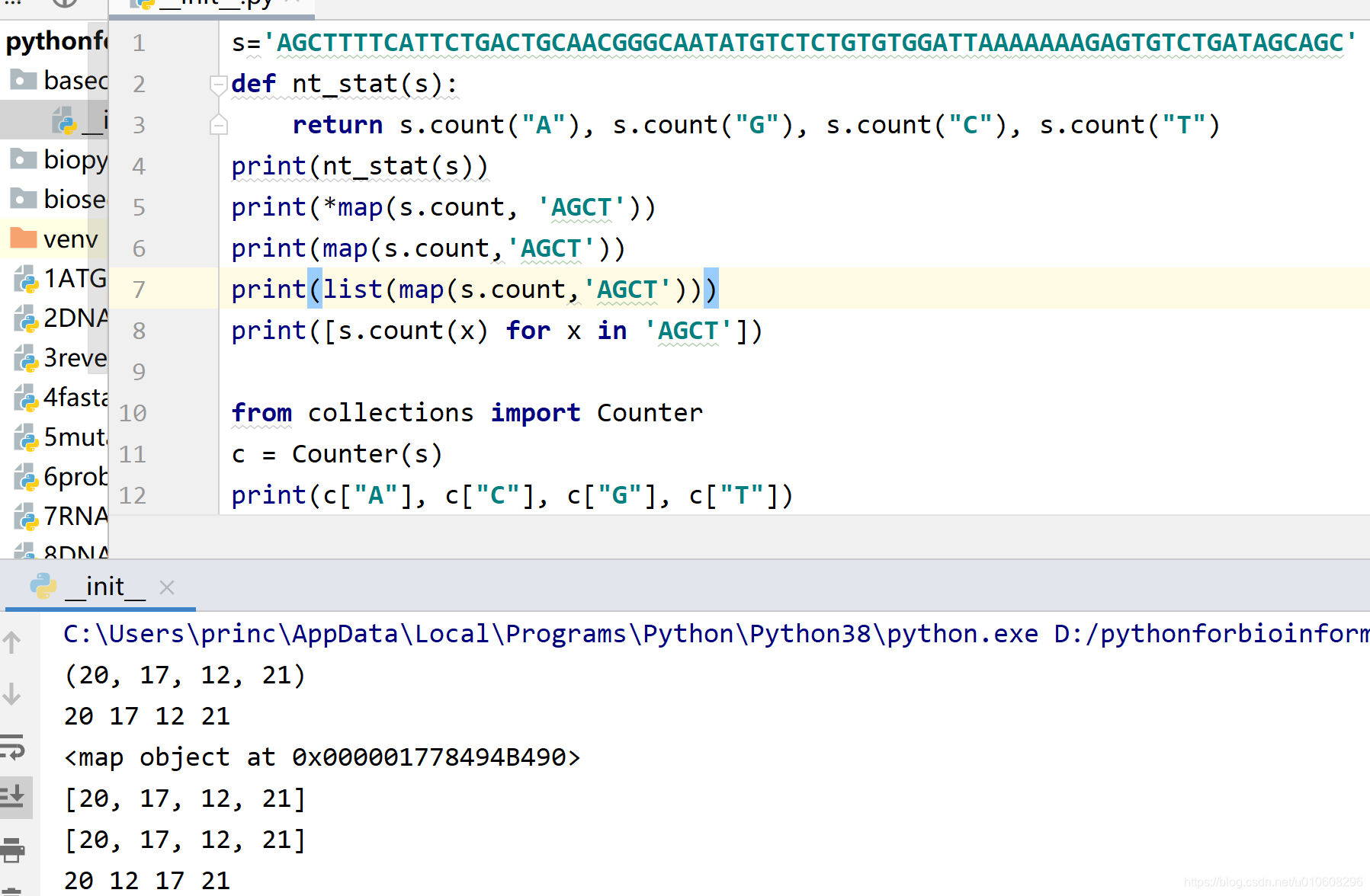 Biopython（py012）统计碱基数请对下面的dna序列s的四种碱基出现的个数进行统计 Csdn博客
