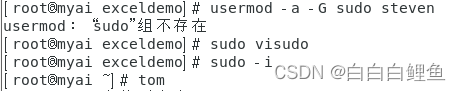 “sudo”组不存在”或“用户不在 sudoers 文件中。此事将被报告”_usermod:“sudo”组不存在-CSDN博客