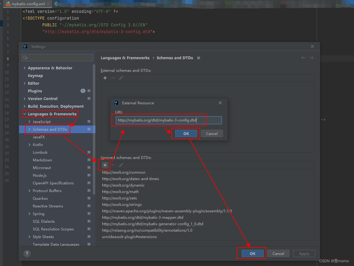 【已解决】URI is not registered (Settings | Languages & Frameworks | Schemas and DTDs)-CSDN博客