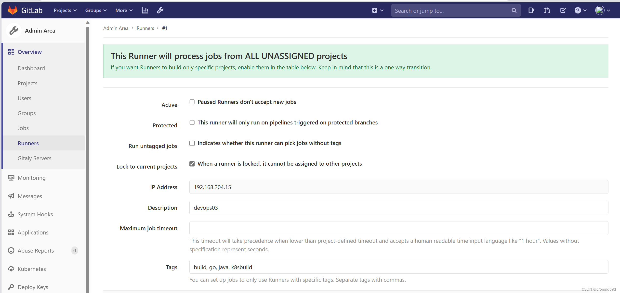 持续集成交付CICD：安装Gitlab Runner（从节点）-CSDN博客