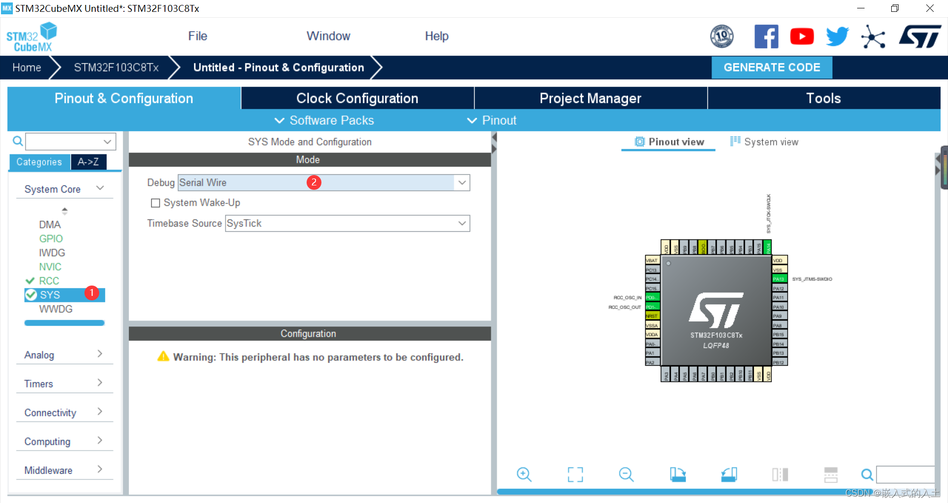 STM32F103C8T6定时器实现led的周期闪烁及PWM实现流水灯_stm32f103c8t6 pwm-CSDN博客