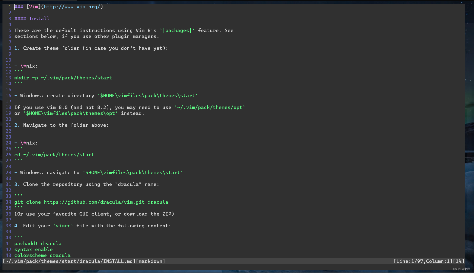 【vim】Dracula 配色设置_vim改字体和背景颜色-CSDN博客
