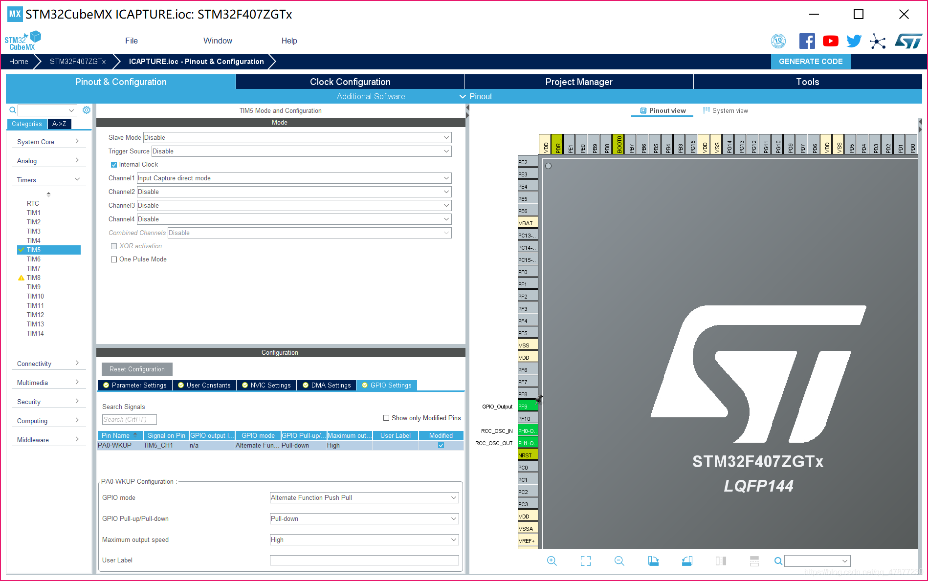【stm32f4】hal库 Cubemx九 定时器输入捕获实验定时器的输入捕获实验cubemx配置 Csdn博客