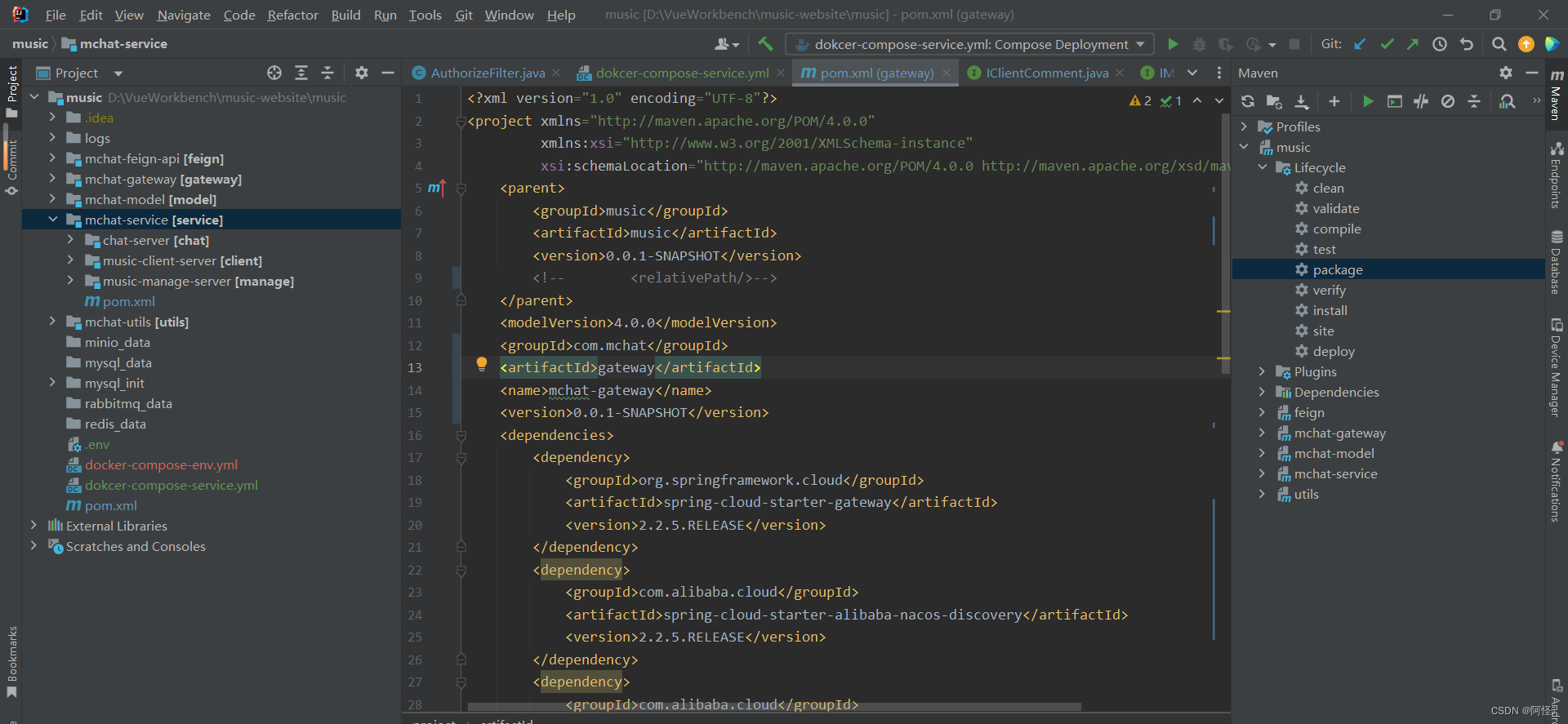 Springboot+SpringCloud+vue微服务项目，后端使用Docker-compose部署至虚拟机环境_win10 docker部署vue3+nacos+springcloud ...