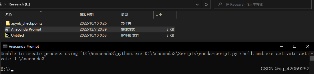 Unable to create process using ‘D:\Anaconda3\python.exe D:\Anaconda3\Scripts\conda-script.py ...