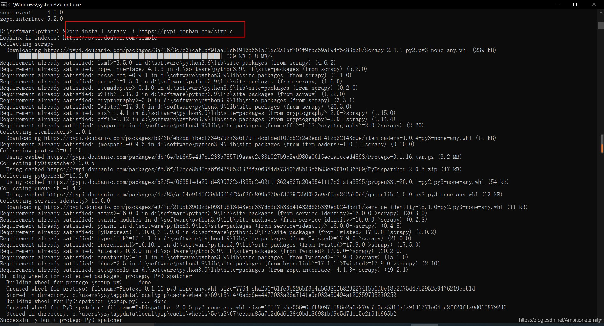 在python3.9下如何安装scrapy？_python3.9.7安装scrapy-CSDN博客