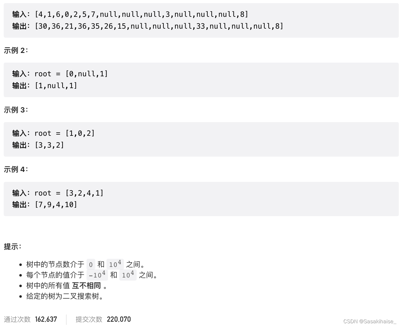 LeetCode 538. 把二叉搜索树转换为累加树-CSDN博客