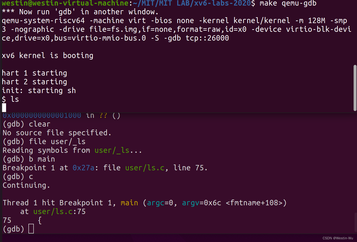 MIT6s.081使用gdb新手调试入门_mit xv6 gdb无法运行-CSDN博客