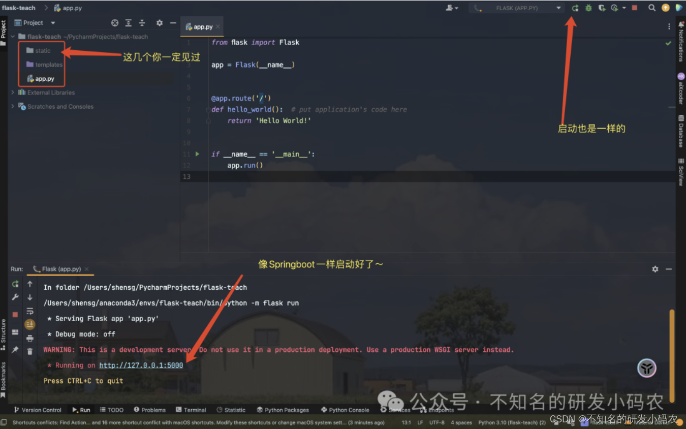 像SpringBoot一样使用Flask - 1.新建一个Flask项目_spring 部署flask-CSDN博客