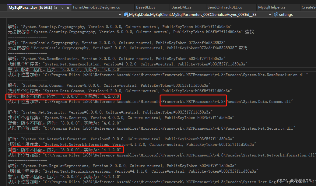 C# Mysql.Data/ 使用MySqlParameter之后 报错_system.runtime, version=8.0.0.0-CSDN博客
