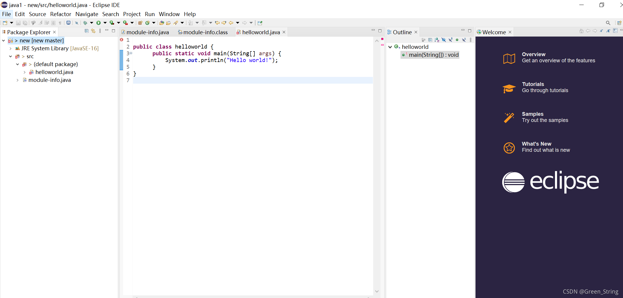 Eclipse配置java环境并编写“hello world”程序上传至云端_eclipse配置helloword-CSDN博客