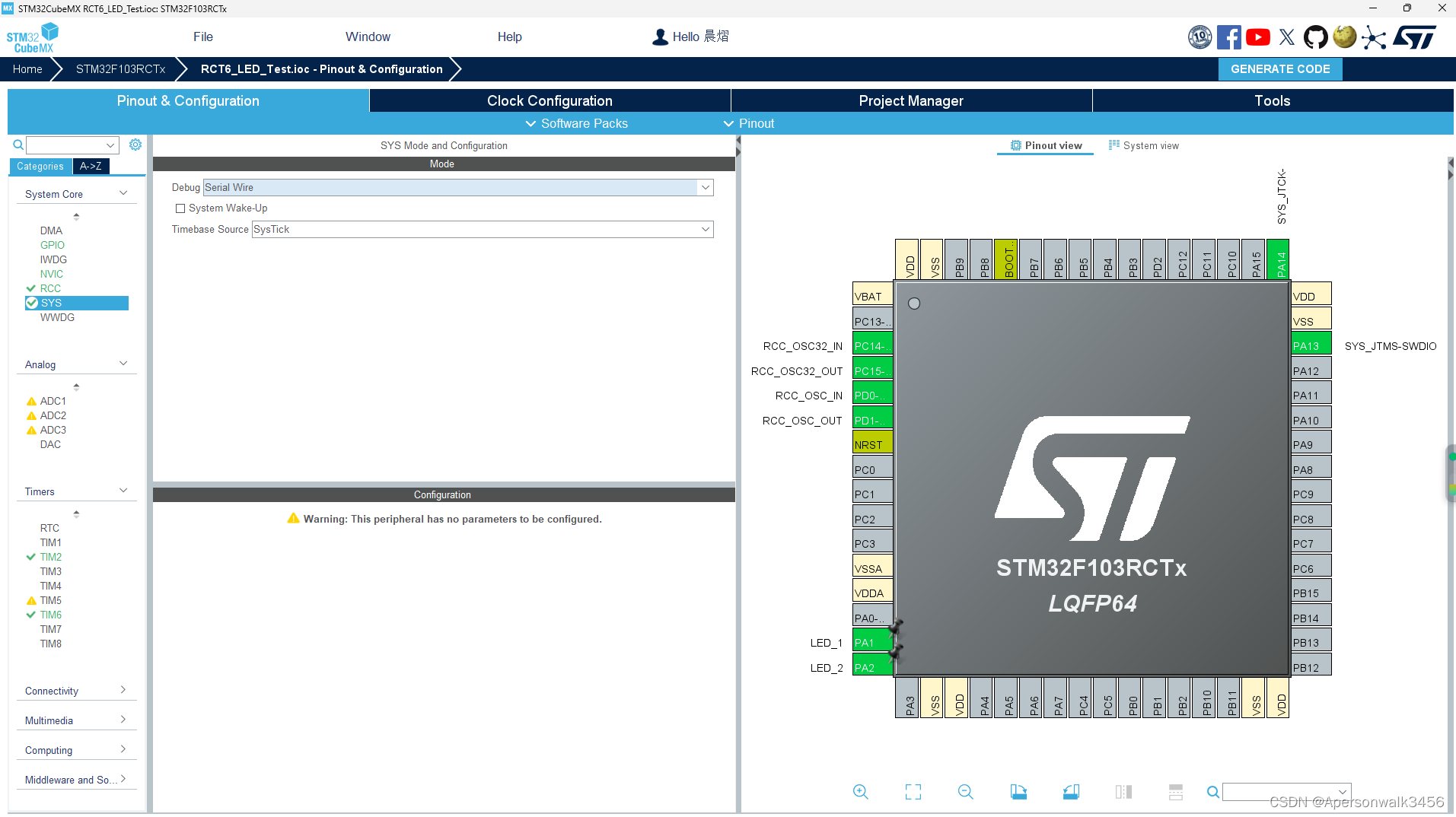 [CubeMX]STM32F103RCT6，定时器TIM学习记录，LED亮灭_stm32f103rct6定时器-CSDN博客