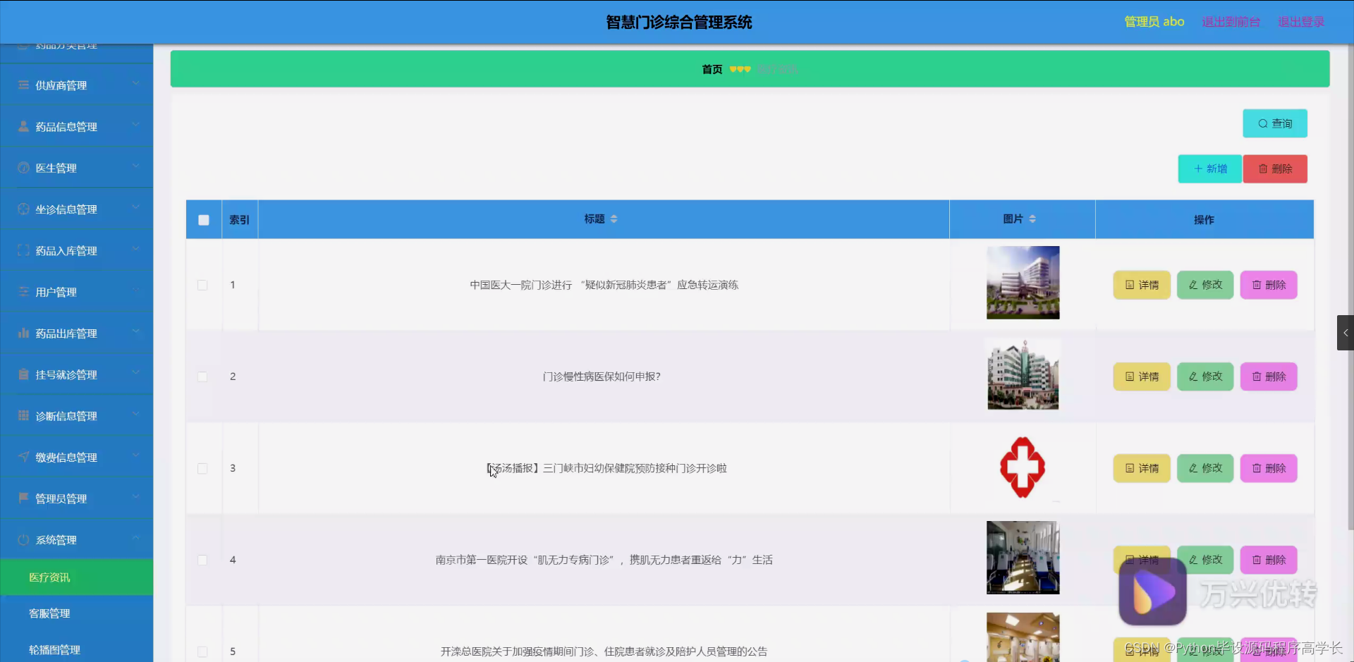 Python计算机毕设【附源码】智慧门诊综合管理系统(djangomysql论文python门禁管理系统源码 Csdn博客