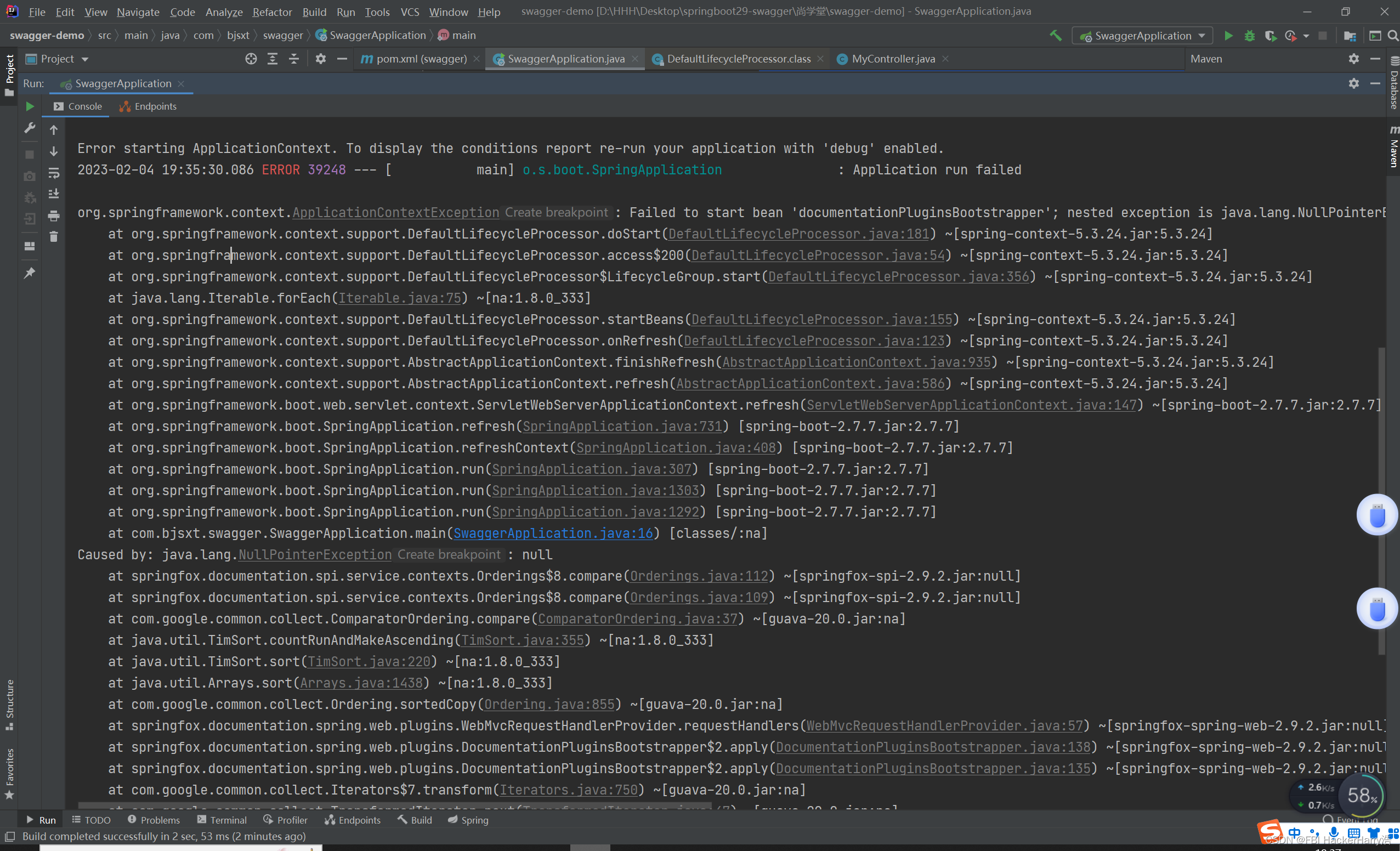 解决报错Failed to start bean ‘documentationPluginsBootstrapper‘； nested exception is java.lang ...