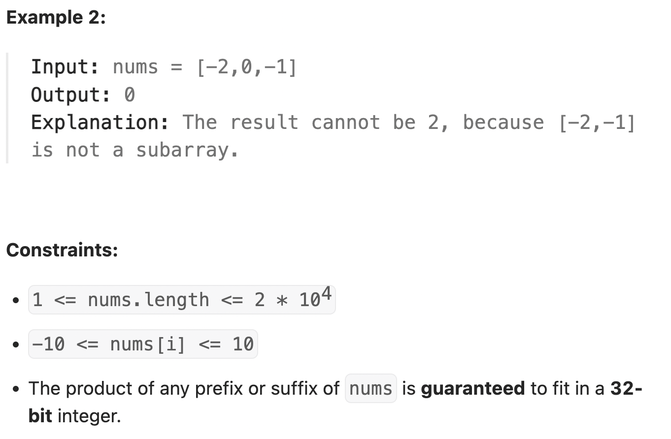 0152_乘积最大的连续子数组（Maximum_Product_Subarray）【M】-CSDN博客