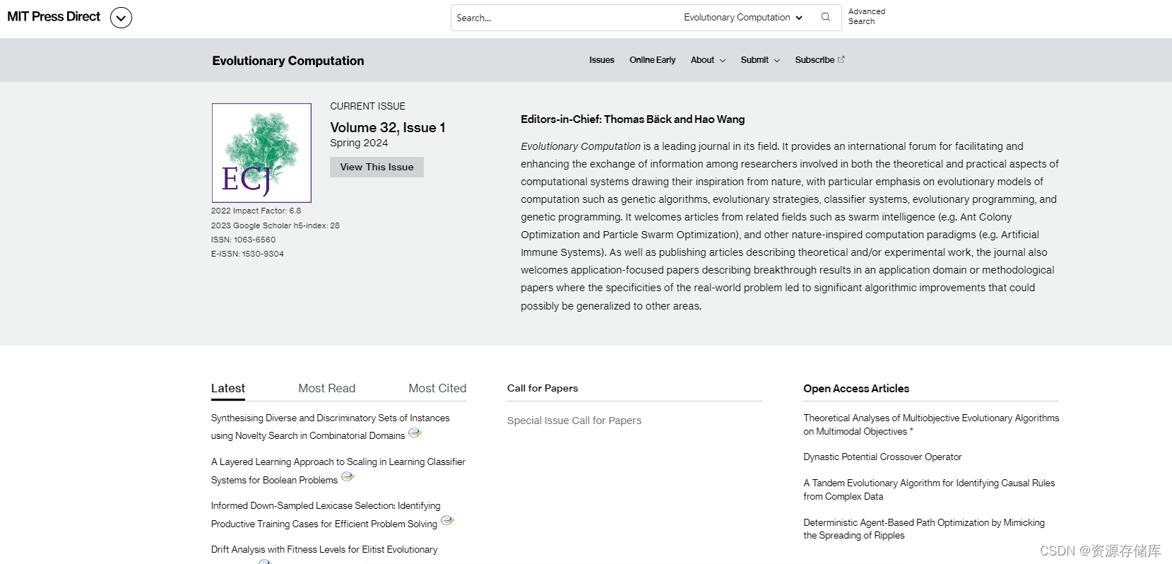 【期刊】【4.7】【进化计算】Evolutionary Computation_evolutionary computation期刊-CSDN博客