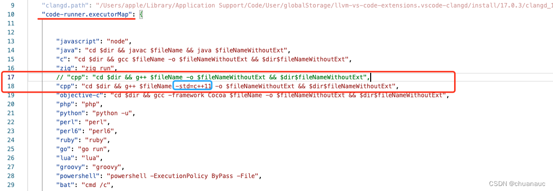 MAC VSCODE g++编译器无法编译C++11语法的 解决办法（CodeRunner版本）_vscode c++11-CSDN博客