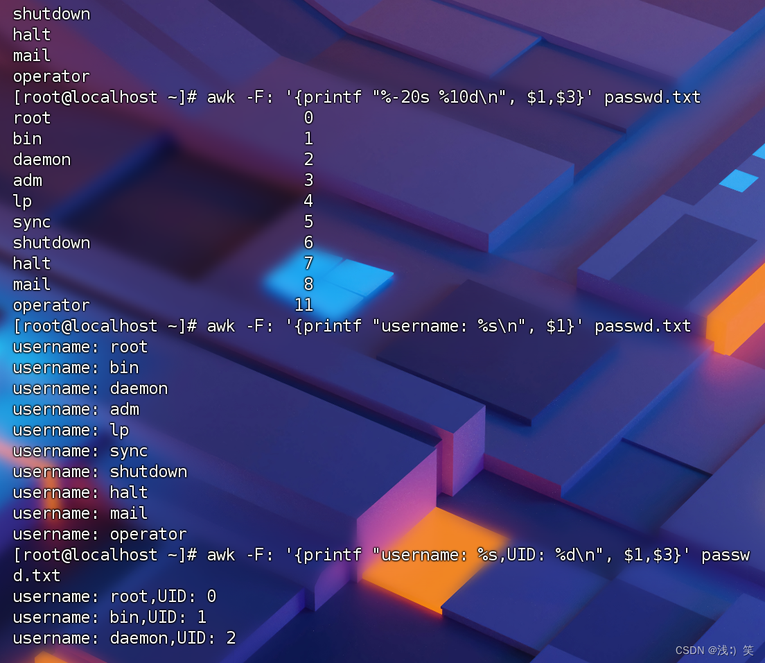 Shell三剑客：awk（格式化输出）_awk格式化输出-CSDN博客