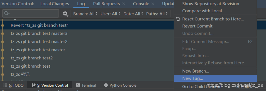 【pycharm】 git 版本管理 branches 和 tag 的使用_pycharm git tag-CSDN博客